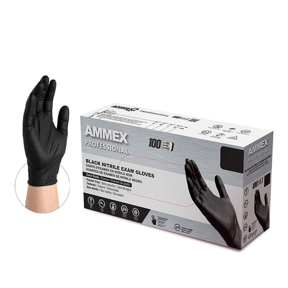 Ammex Black Nitrile PF Exam Gloves, Large AMXABNPF46100 – B2B Diesel ...