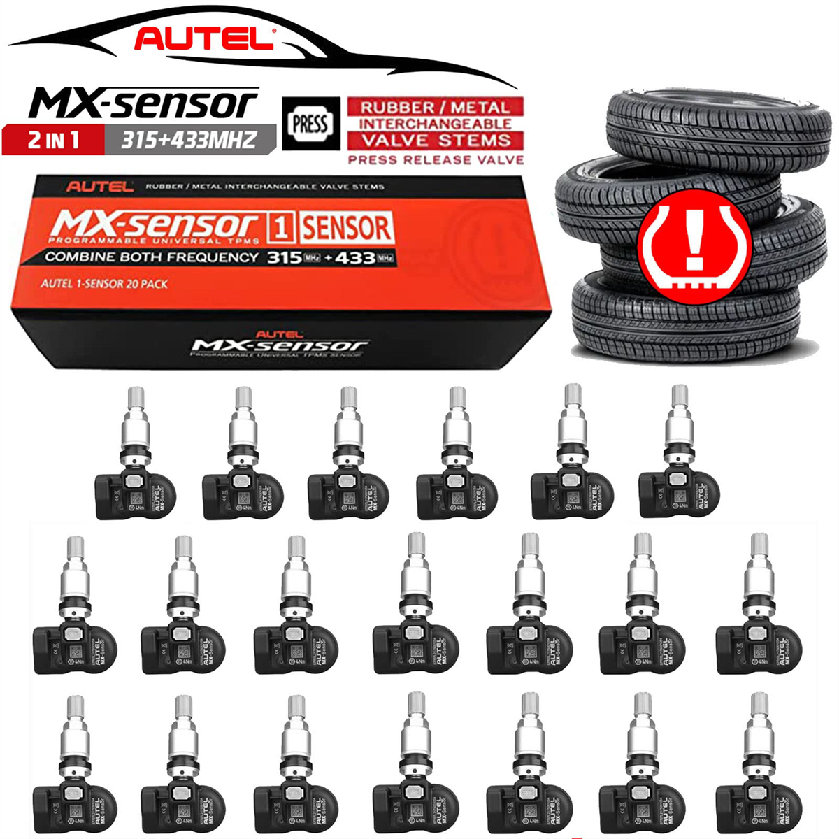 Autel 1-Sensor - Bulk of (20) Individually Bagged with Metal Press-in ...