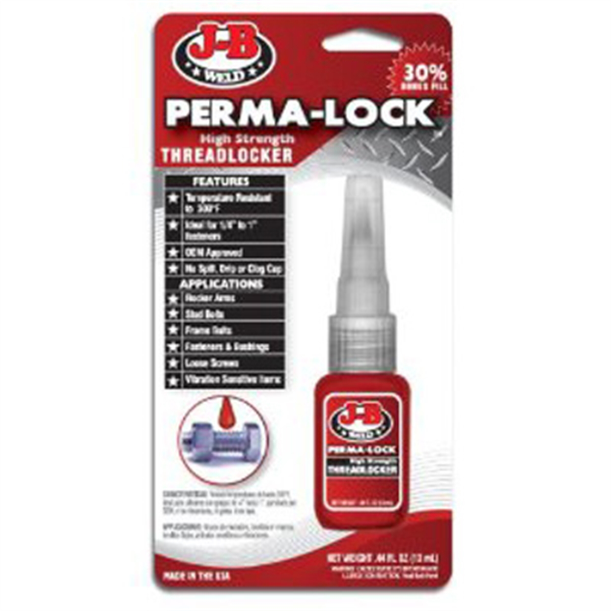 J B Weld J-B Weld 27113 Perma-Lock High Strength Threadlocker - Red ...