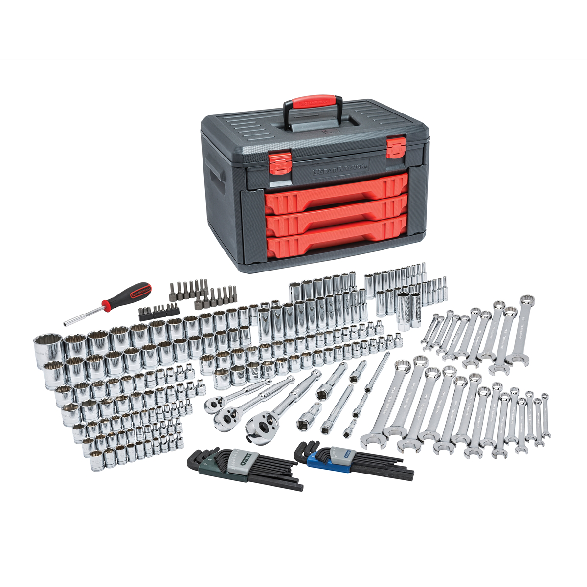 GearWrench 239 Piece Mechanics Tool Set Inch 3 Drawer Storage Box ...