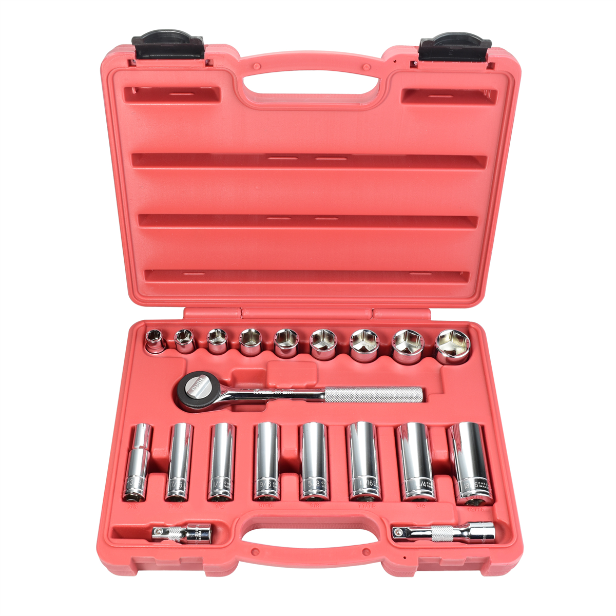 K Tool International Socket Set 20 Piece SAE 3/8 in. Dr 6 pt P/N 22000 ...