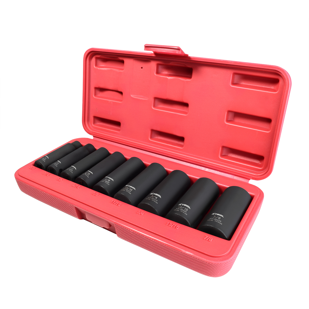 K Tool International Socket Set Impact SAE 6 pt. Deep 1/2 in. Dr 12 ...