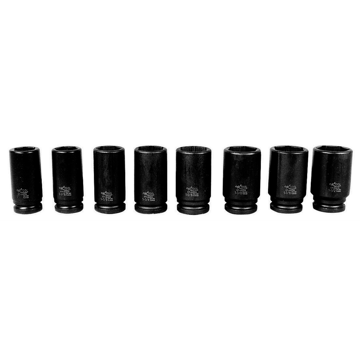 K Tool International Socket Set Impact 3/4 Inch Drive SAE 8 Piece Deep ...