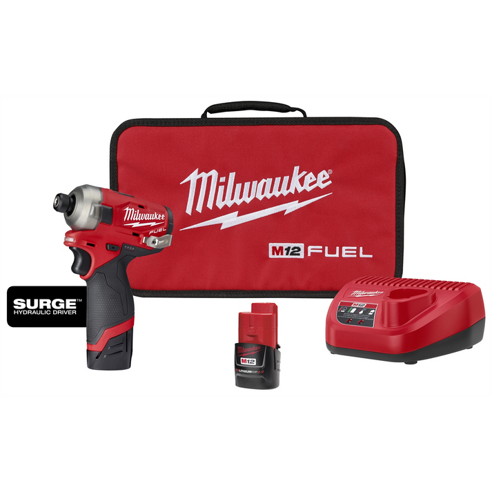 Milwaukee Tool M12 FUEL SURGE 1/4" Hex Hydraulic Driver Kit MLW2551-22 ...