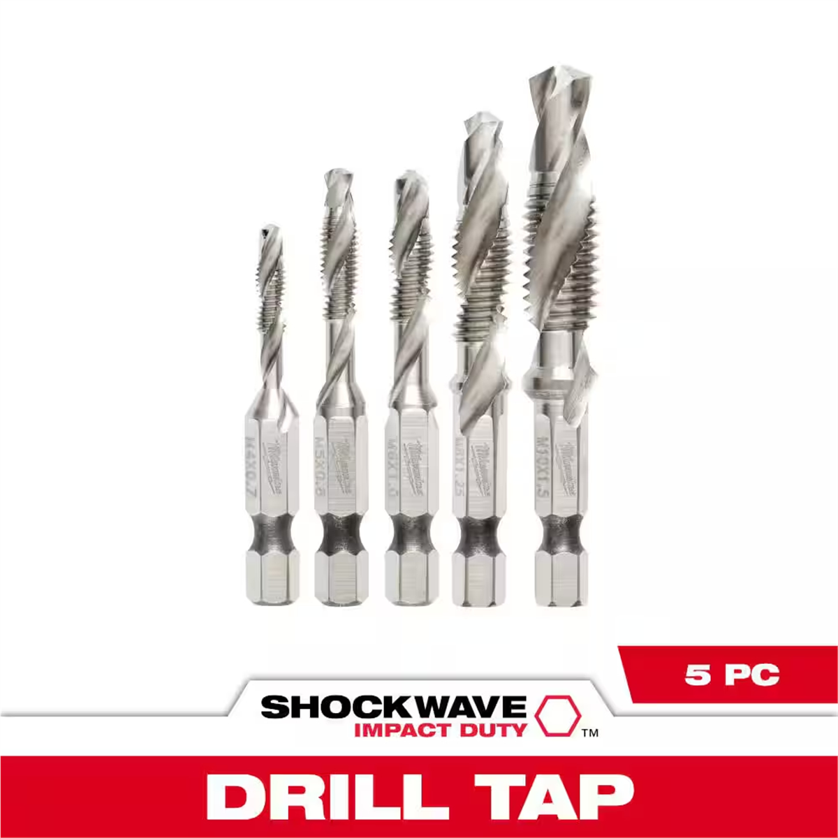 Milwaukee Tool 5 Pc SHOCKWAVE Impact Metric Drill and Tap Bit Set MLW48 ...
