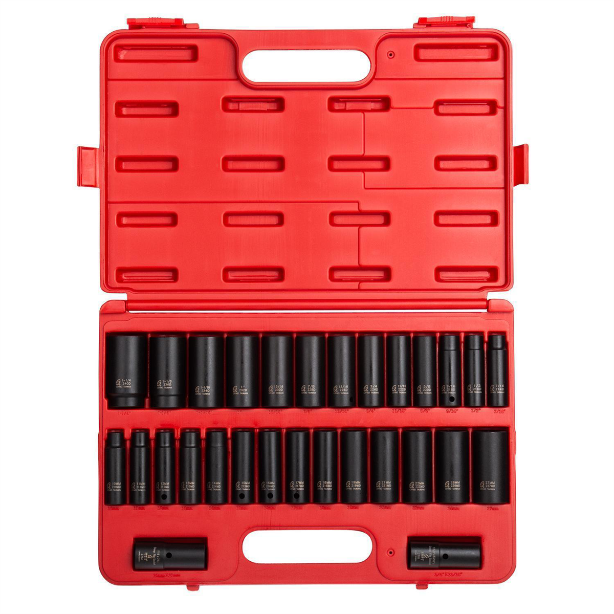 SUNEX 1/2" Drive 29 Piece SAE and Metric Deep Impact Soc SUN5153DD ...